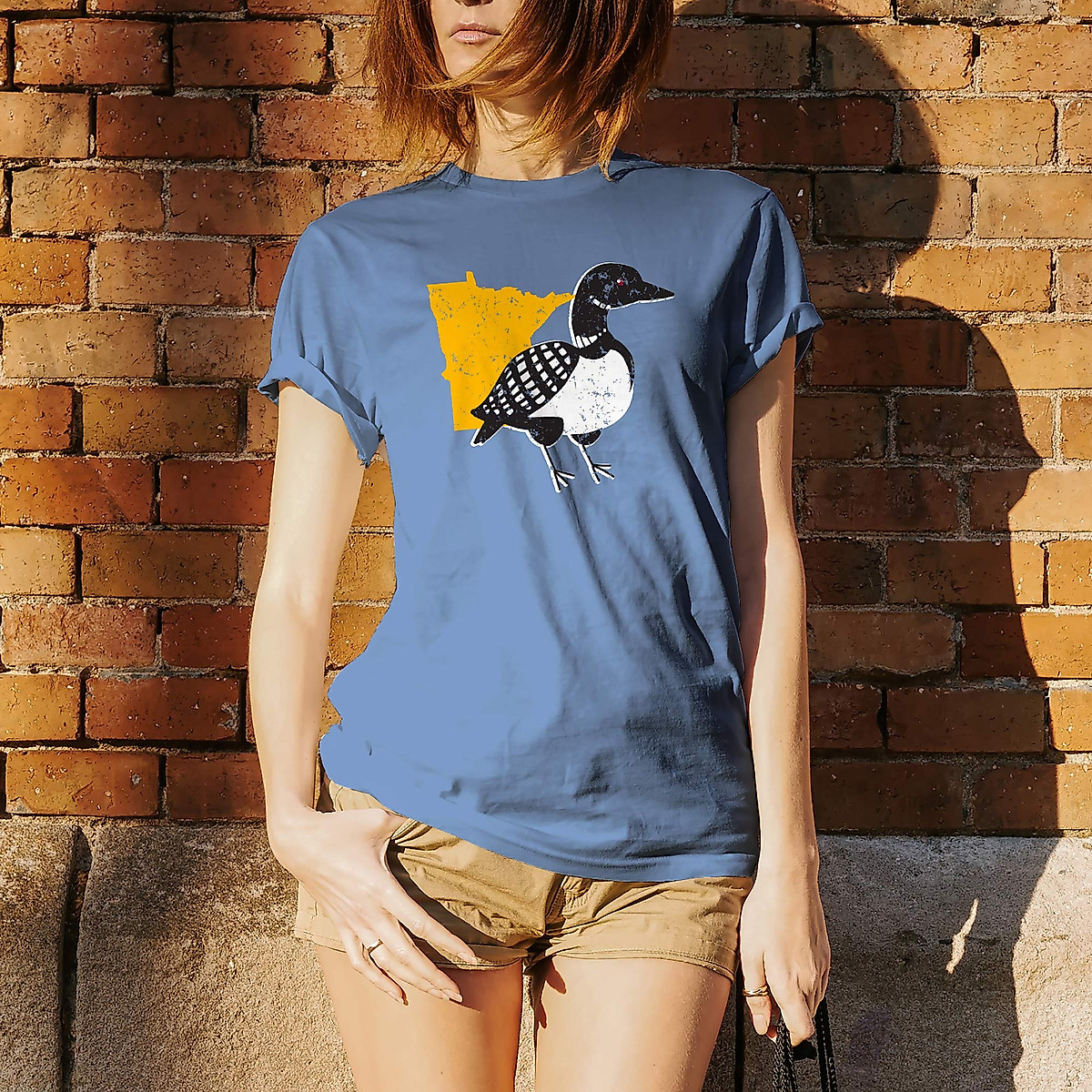 Minnesota State Bird - Loon State Pride T Shirt - Medium - Carolina Blue
