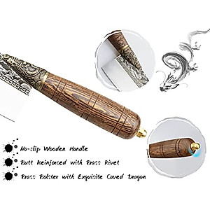 KITORY Handmade Kiritsuke Knife Chef Knife 8 inch Vegetable Cleaver for slicing sushi, High Carbon Steel Kitchen Knife Dragon Pattern Blade, Wenge Wood Handle, Longquan Knife with Gift Box for Home