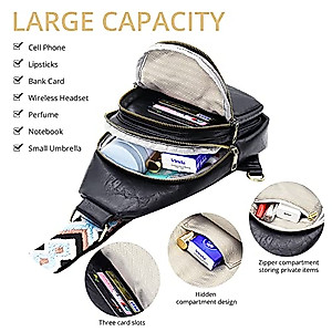 YZFSM Sling Bag for Women PU Leather Sling Bags for Women Crossbody Small Sling Backpack Multipurpose Chest Bag for Women (Black)