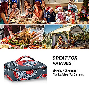 NFMILI Casserole Carrier for Hot and Cold Koi Sun Print, Insulated Food Delivery Bag Reusable Warmer Carrier Bag with Inner Pocket Aesthetic Print 15.75×11.81×3.94 inch