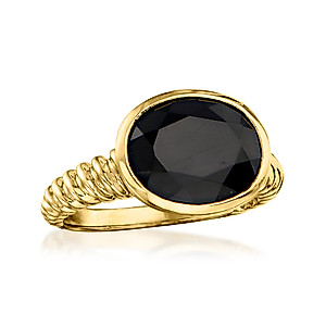 Ross-Simons Black Onyx Ring in 18kt Gold Over Sterling. Size 8