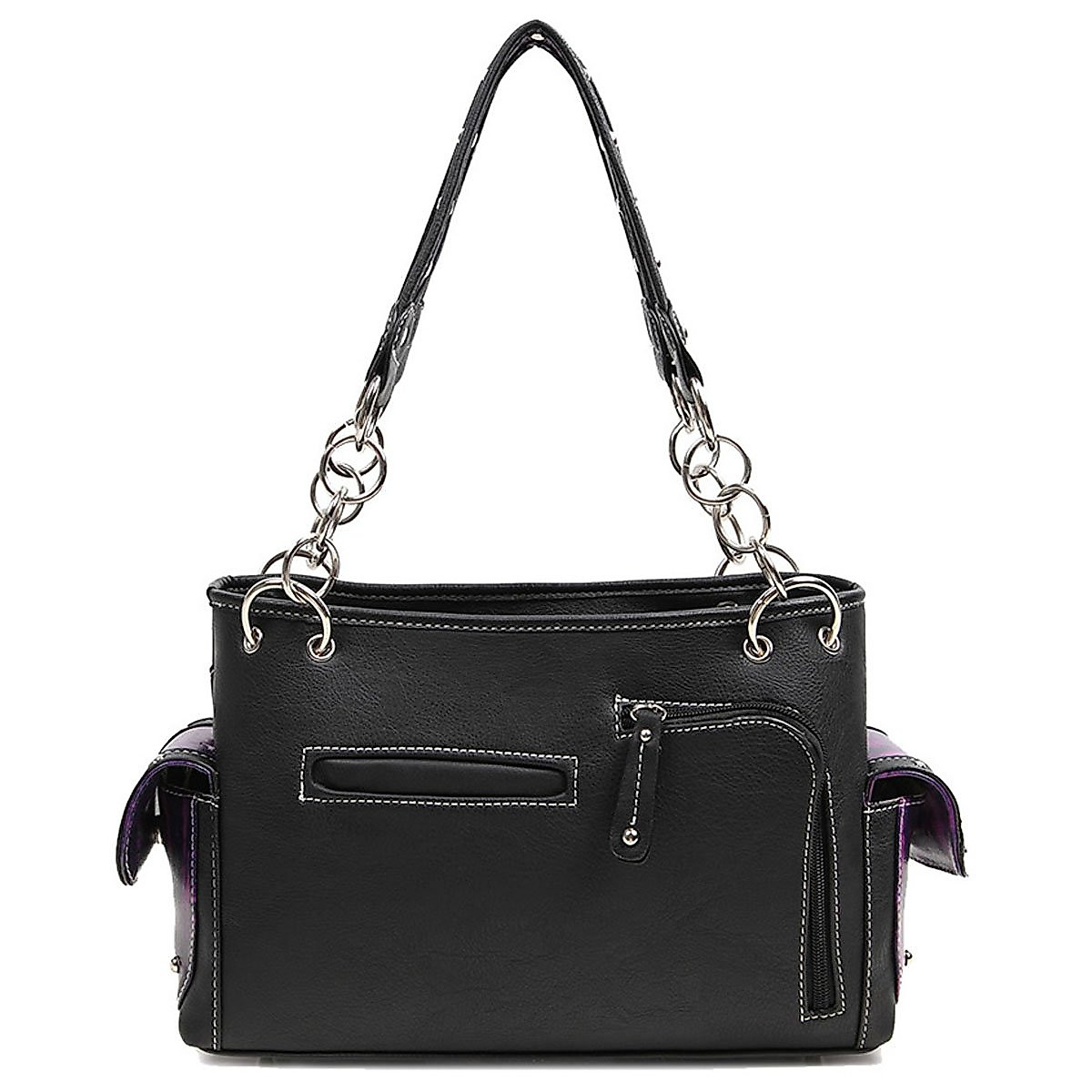 Colorful Dragonfly Western Style Spring Rhinestone Studded Purse Leather Country Handbag Women Shoulder Bag Wallet Set (#2 Purple)