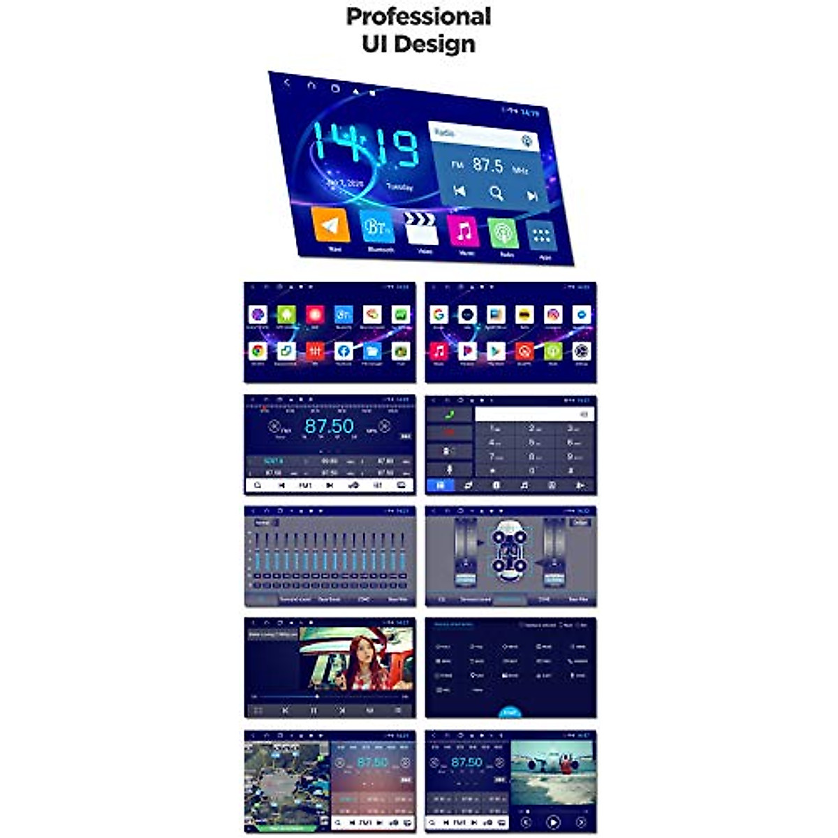 FLYUNICE 9.2 Inch Android 9.0 IPS Screen Car Stereo Radio GPS Navigation for Toyota 4Runner 2010-2019 Touch Screen 8 Core 4+64G Head Unit Carplay DSP Sound Multimedia Player WiFi (Silver Grey)