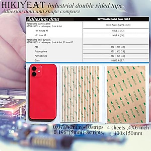 HIKIYEAT Double Sided Tape,Clear Adhesive Tape,Heavy Duty Thin Transfer Tape,Sticky,Waterproof,5 Sheet(Strips,Sheet) for Repair Cell Phone,DIY,Home,Automotive Deco