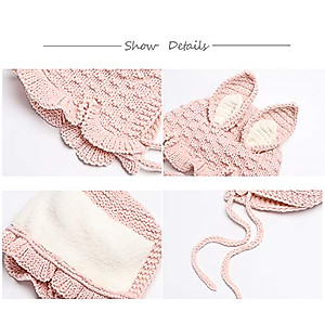 MerryJuly Baby Girl Bunny Hat with Ears Cute Rabbit Beanie for Toddler Girls Kids (Pink)