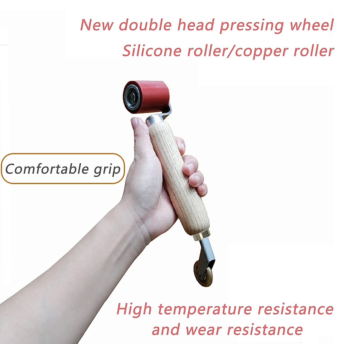 NAUDILIFE Combo Seam Rollers of 40mm Silicone Seam Roller with 6mm Brass Detail Penny Roller for PVC/TPO/EPDM Single Ply Roofing and Tape Hot Air Tools Overlap Welding