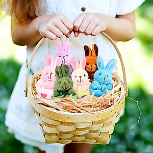 Sumind 48 Pieces Easter Eggs DIY Prefilled with Plush Animals, 3 Inch Plastic Easter Eggs with Stuffed Animals for Easter Party Hunt Game Basket Surprise Bunny Animal Toys(Bunny)