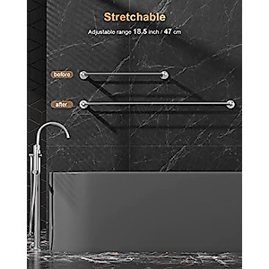 Adjustable Double Bath Towel Bar 23.6 to 42 Inch, ZUEXT Brush Nickel Finished Stainless Steel Towel Holder, Expandable Wall Mounted Towel Rail for Bathroom Kitchen Washroom,1" Tube Towel Rail Racks