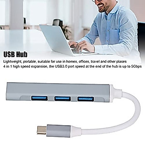 USB Hub, USB Docking Station Light Weight 4 in 1 Stable Data Transmission Speed for Keyboard for Printer for Tablet(Grey)