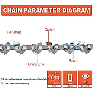 Hipa 6 Inch Chainsaw Chain For Milwaukee M12 Chainsaw Milwaukee Hatchet Remington Branch Wizard 6" Chainsaw Replace R28, 6" Guide Bar, 28 Drive Links, Pitch: 3/8"LP.043" Gauge