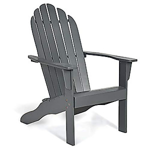 Giantex Adirondack Chair Acacia Wood Outdoor Chairs with 350 lbs Weight Capacity, Weather Resistant Lounge Armchair for Yard, Patio, Garden, Poolside, Balcony, Deck Fire Pit Chairs, Gray