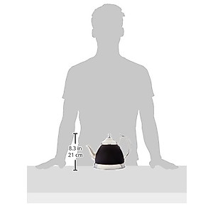 Evco International 77061 Nobili 2.0 Qt. Stainless Steel Tea Kettle with Removable Infuser Basket, quart, Opaque Black, 2.0 quart