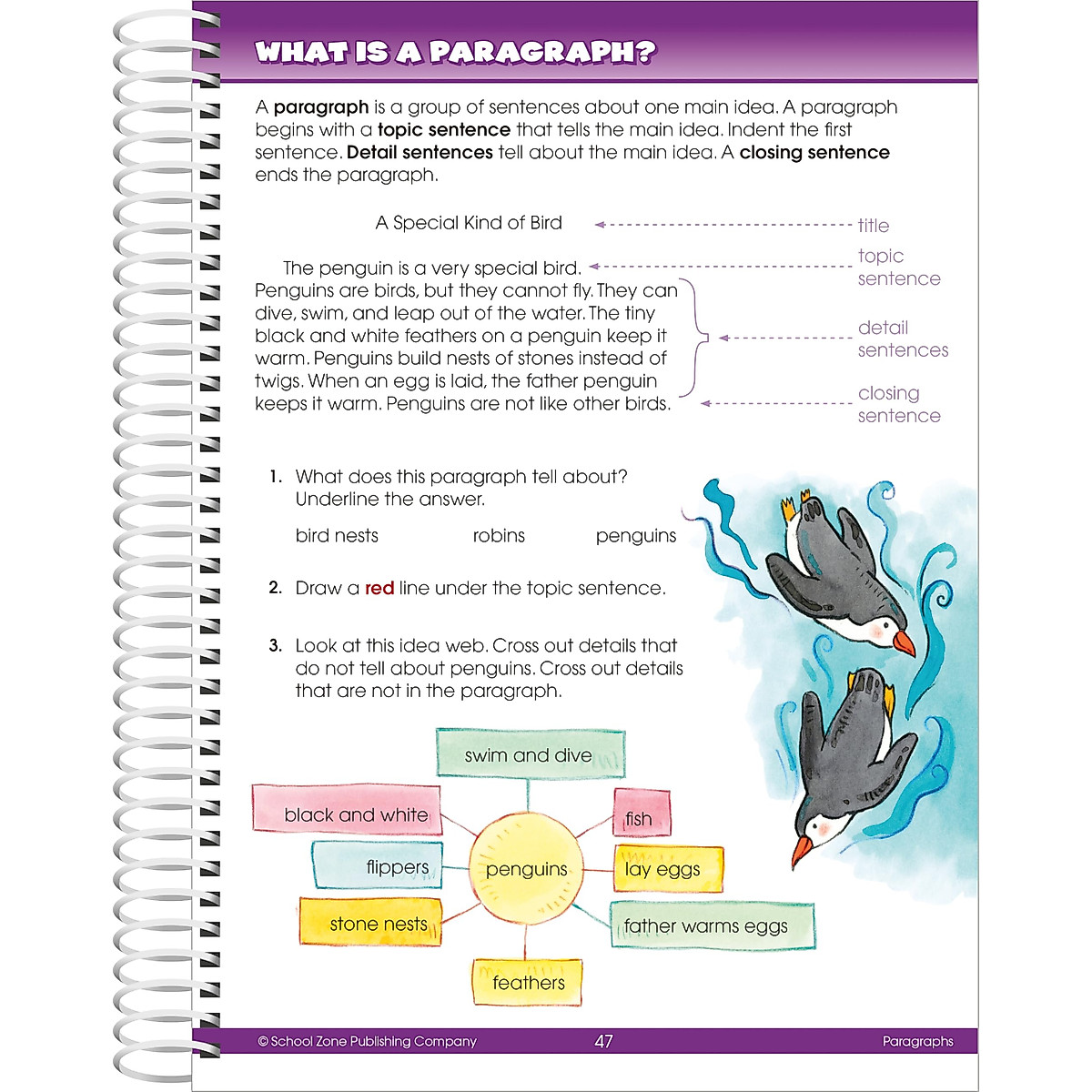 School Zone - Big Second Grade Workbook - 320 Spiral Pages, Ages 7 to 8, 2nd Grade, Word Problems, Reading Comprehension, Phonics, Math, Science, and More (Big Spiral Bound Workbooks)