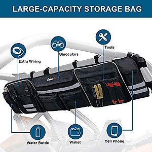 UTV Large Roll Cage Bag Roll Bar Overhead Storage Organizer Cargo Bags with Reflective Strip Compatible with Ranger RZR Pioneer Talon