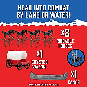 Civil War Army Men Toy Soldier Action Figure Playset-100pcs Including Confederate & Union Soldiers, Cannons, Wagons, Rideable Horses, Terrain Accessories- Great Gift Set for Kids & Collectors