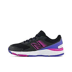 New Balance Kid's 680 V6 Lace-up Running Shoe, Black/Magenta Pop/Aura, 2 Little Kid