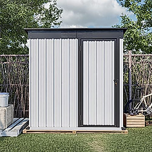 WIILAYOK 5 X 3 FT Storage Shed, Outdoor Metal Garden Shed with Lockable Door, Waterproof Tool Shed for Yard, Patio, Lawn