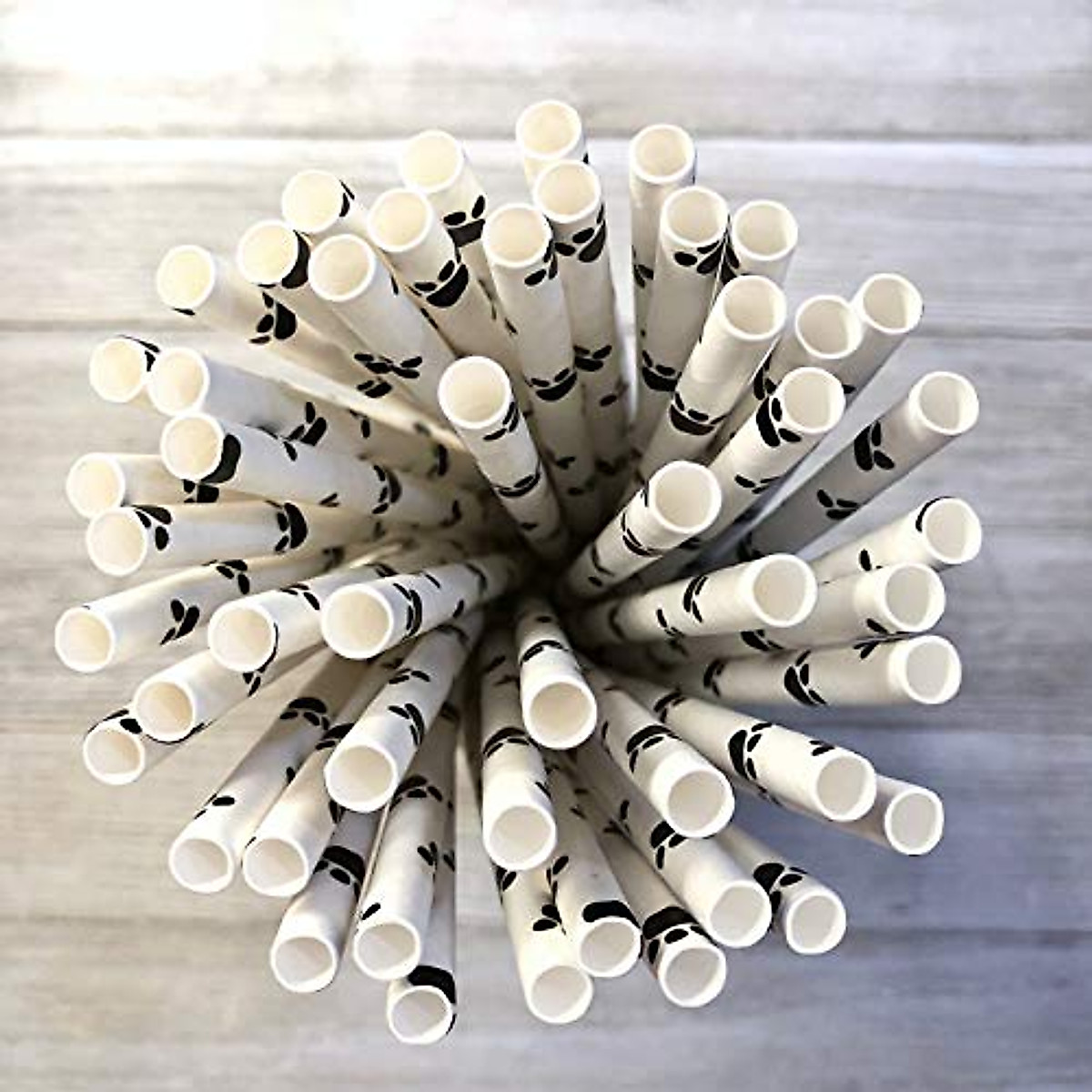 Dog Theme Bone and Paw Print Paper Straws - Black White Red - 50 Pack Outside the Box Papers Brand