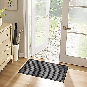 Lifewit Premium 2 Pack Indoor Mat Door Mat Heavy Duty Non Slip Rubber Backing Doormat Entrance Low-Profile Rug Trap Dirt for Front Door, Entry, Garage, Patio, High Traffic Areas, 29.5×16.5 in, Grey