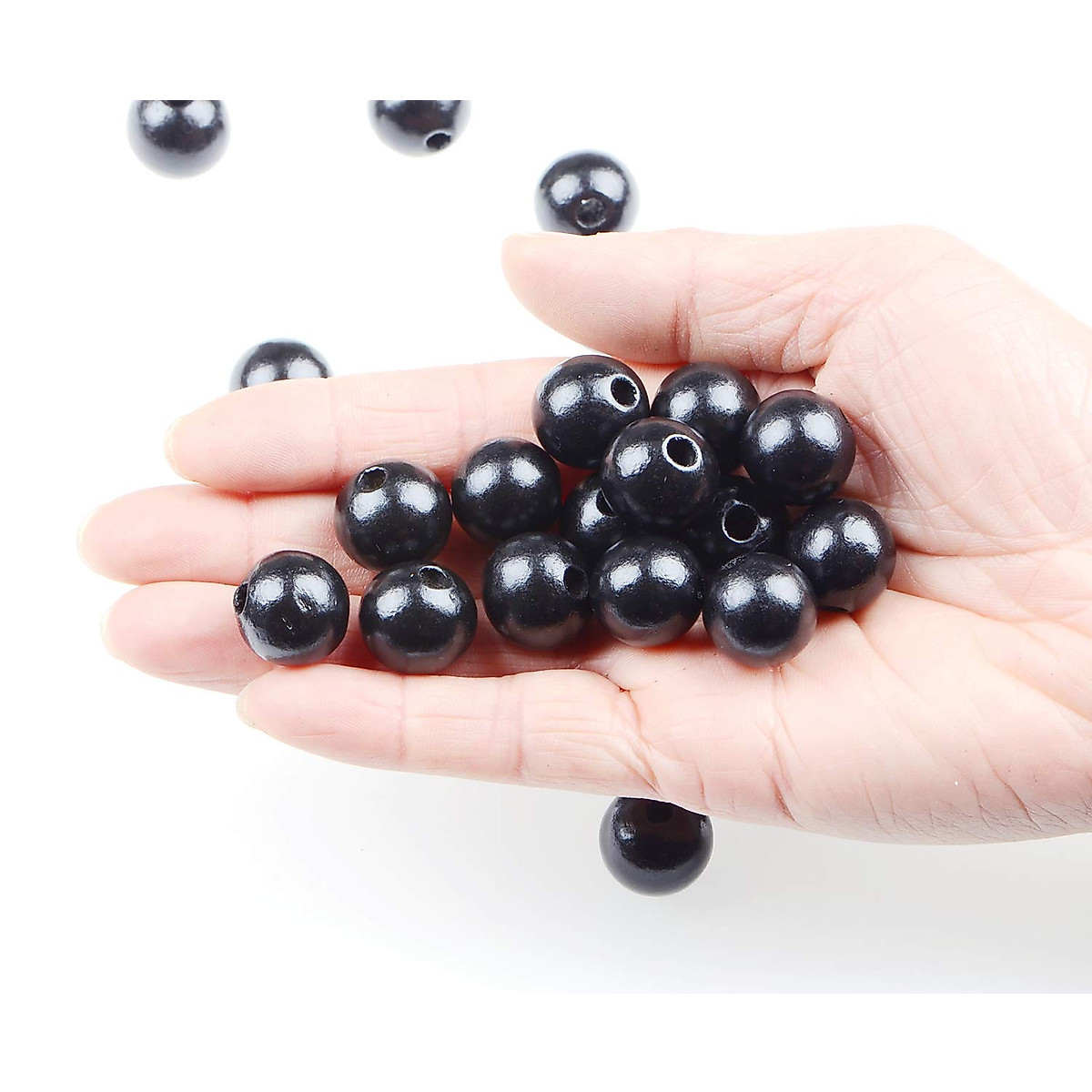 AD Beads Large Hole Wood Spacer Wooden Jewelry Making Bracelet Necklace Chandelier, Large Wooden Rosary Beads Craft Beads (16mm 100pcs, Black)