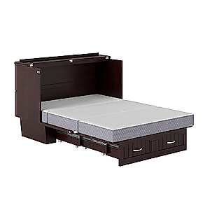 AFI, Nantucket Murphy Bed Chest with 6 inch Memory Foam Folding Matttress, Built-in Charging Station and Storage Drawer, Full, Espresso