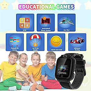 HAPPINNO Kids Video Player & Recorder, Smart Watch for Girls Boys with Music MP3 Player 7 Games Camera,Stopwatch,Timer, Age 3-10 Years,Birthday,Fesitival Gift