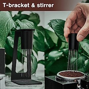 PUSEE Espresso Coffee Stirrer,WDT Distribution Tool 9 pin Coffee Stirring Tool for Espresso Distribution 0.25mm Thick Spring Wires Anodized Aluminum Handle