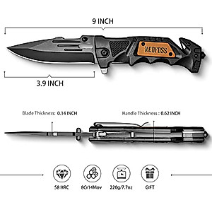 NedFoss Pocket Folding Knife DA75, 3 in 1 Camping Pocket Knife for Men, Survival Knife with Liner-Lock Belt Clip, Seat Belt Cutter, Glass Breaker, Hunting knife for Camping Hiking