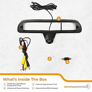 Brandmotion Ford F-250 (1999-2016) / F-350 (2011-2016) Third Brake Light Cargo Camera FLTW-7629 Seamless Factory or Aftermarket Radio Display Integratio