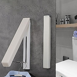 FECAMOS Laundry Hanger, Clothes Drying Rack White Rugged Punch Free Installation Folding Space Saving for Office (1Pcs)