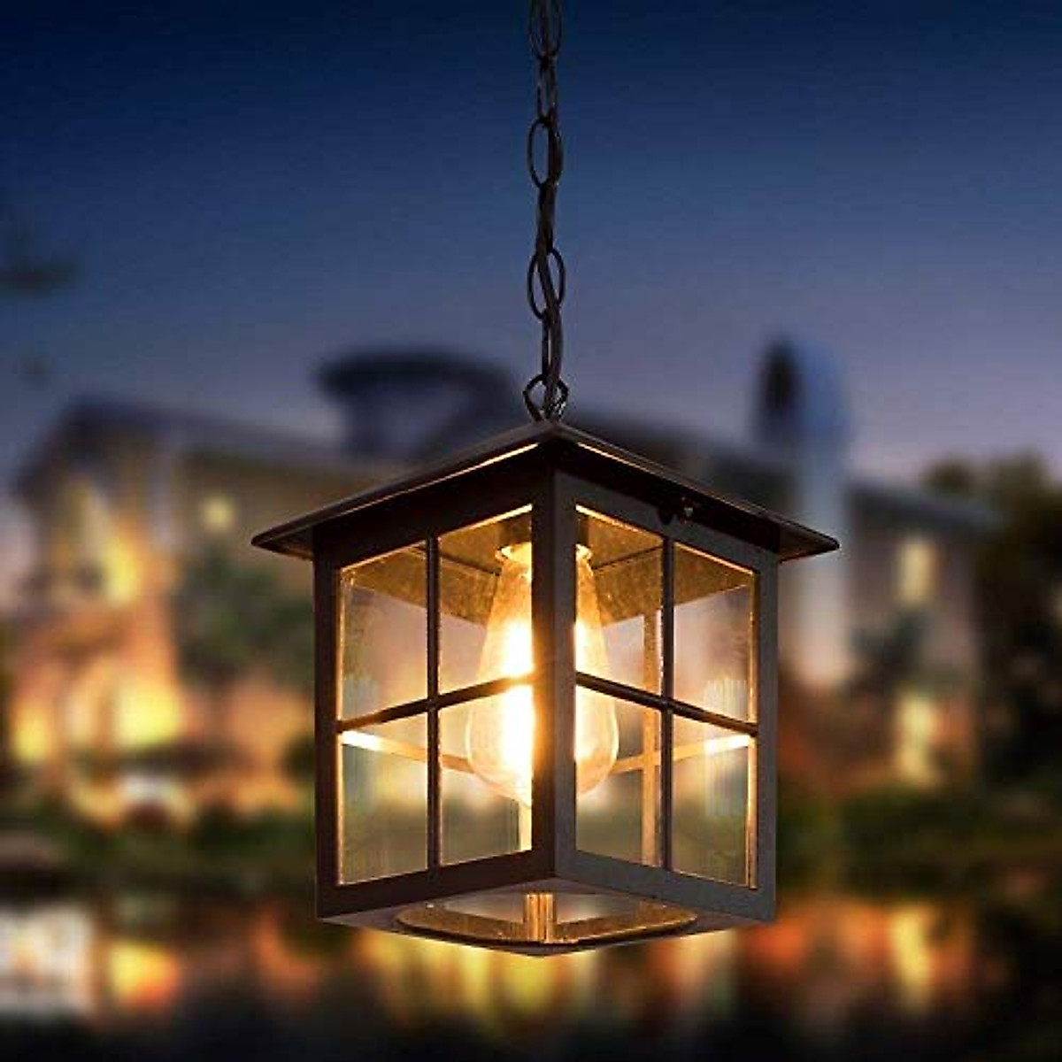 YUANFLQ European Waterproof Square Small Chandelier Outdoor Porch Balcony Decoration Ceiling Pendant Lamp Decorative Courtyard Garden Exterior Balcony Home Courtyard Villa Retro Lantern