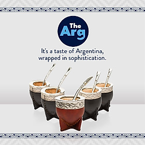 THEARG | Yerba Mate Gourd Set with Stainless Steel Straw | Handmade Leather Yerba Mate Cup and Bombilla Set from Argentina - Beach Essentials - Idea for Gifts | Travel Cup Mate - Taza para Mate