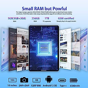 OSCAL 2023 Latest Android 12 Tablet, 10.1 Inch Tablets with 64GB ROM 1TB Expand, 25W/6580mAh Fast Charging, 1280x800 IPS HD Touch Screen, 2+5MP Dual Camera, WiFi, Bluetooth, Grey