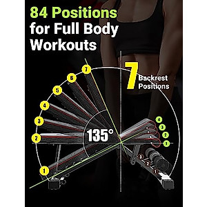 Yoleo Adjustable Weight Bench for Full Body Workout; Foldable Bench Press Bench of Home Gym Strength Training; Incline Decline Flat Utility Workout Bench with Quick Folding& Fast Adjustment (Black)