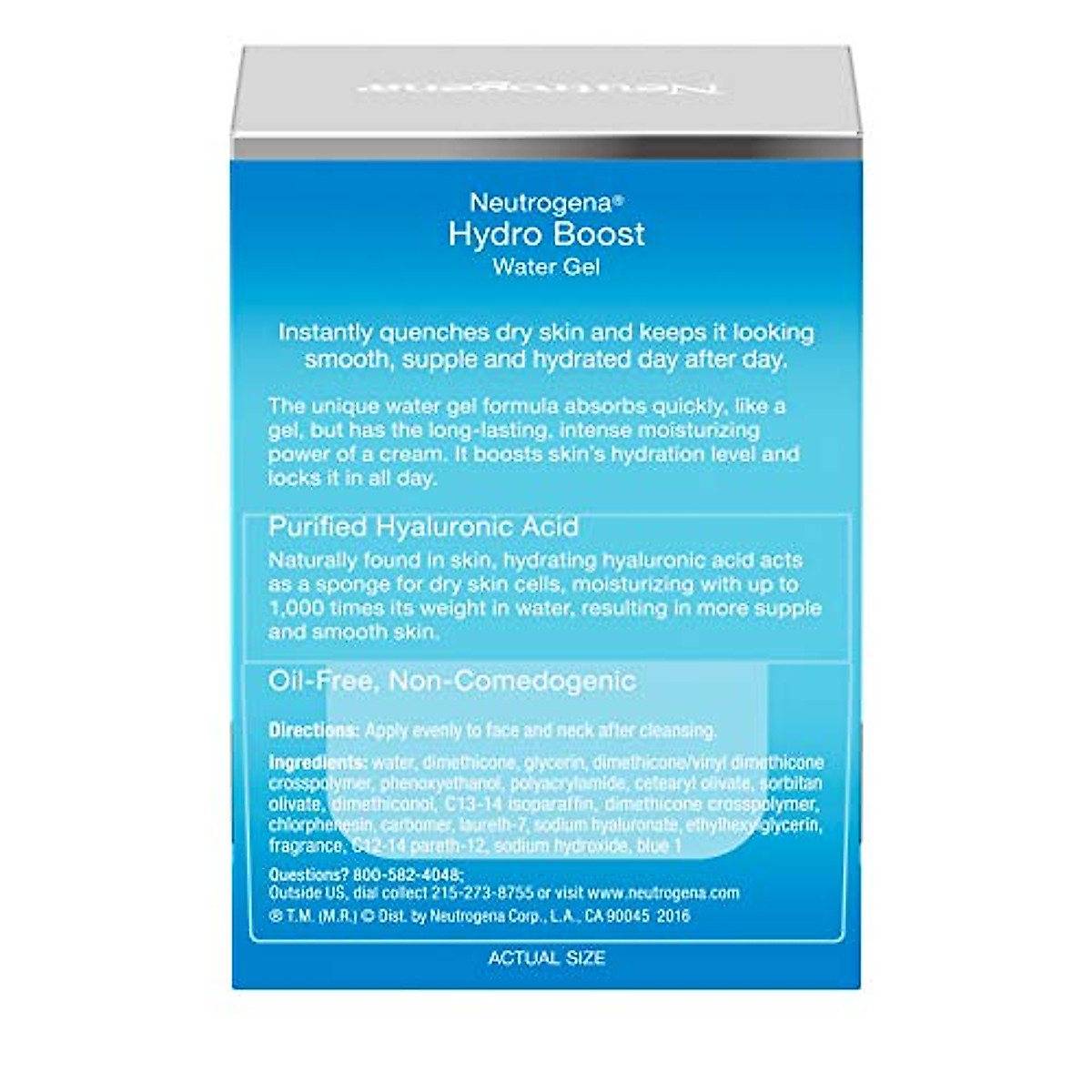 Neutrogena Hydro Boost Hyaluronic Acid Hydrating Water Gel Daily Face Moisturizer for Dry Skin, Oil-Free, Non-Comedogenic Face Lotion, 1.7 fl. oz