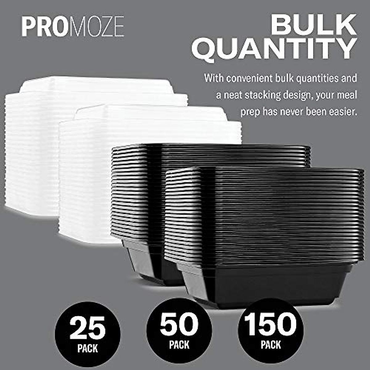 50-Pack Tiny Meal Prep Plastic Microwavable Food Containers meal prepping & Lids."12 OZ." Black Rectangular Reusable Storage Lunch Boxes -BPA-free Food Grade- Freezer Dishwasher Safe -PREMIUM QUALITY