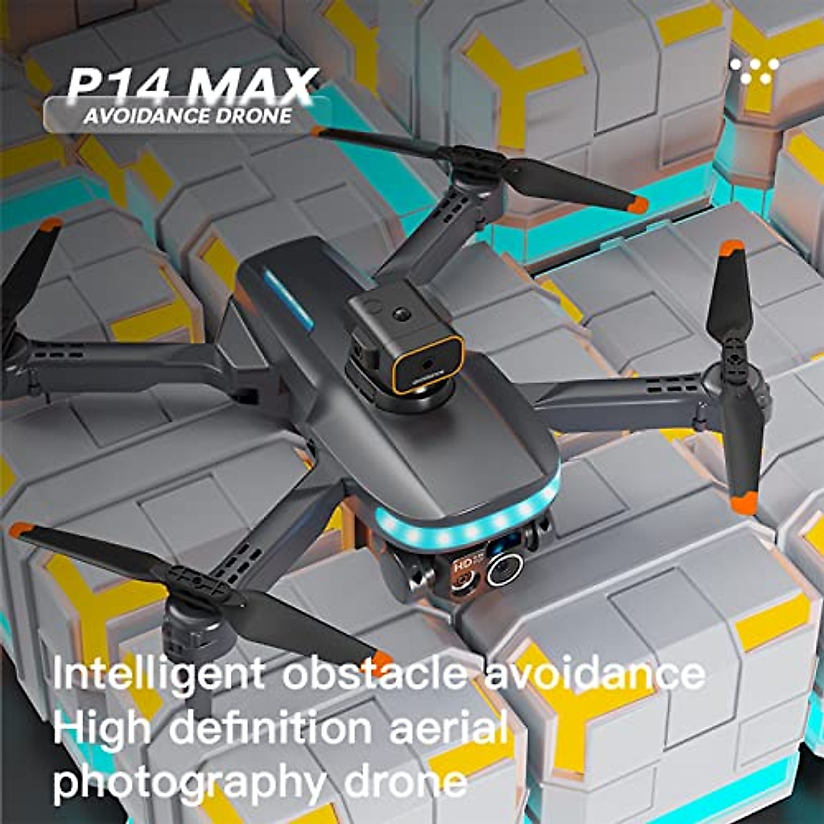 P14 Pro Compact & Foldable Mini Wireless Drone - Dual 4K HD FPV Camera - Intelligent 360° Obstacle Avoidance - WIFI VR RC Drone Quadcopter Circle Fly, Route Fly, Altitude Hold, Headless Mode (Black)