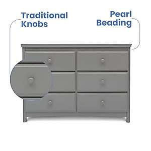 Delta Children Emerson 6 Drawer Dresser, Greenguard Gold Certified, Grey