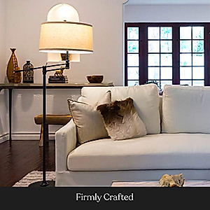 Brightech Ava Mid-Century Modern Standing Lamp, Industrial Lamp for Living Rooms & Bedrooms, Height-Adjustable LED Floor Lamp, Tall Lamp for Offices, Great Living Room Décor