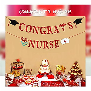 2023 Nurse Graduation Banner, Glittery Congrats Nurse Banner RN Garland Photo Props Banner for Party Home Classroom Decorations