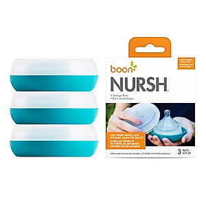 Boon Nursh Baby Bottle Storage Buns - Baby Bottle Holder for Nursh Baby Bottles - Travel Baby Bottle Holder - Blue and White - 3 Count