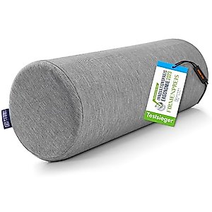 DYNMC you Neck Bolster Pillow Roll with Removable Washable Oeko-TEX Cover - Ultra Comfortable with Memory Foam Core, Round Pillow for Lower Back, Knees, & Neck Support Cylinder Pillows, Grey