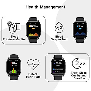 Popglory Smart Watch Call Receive/Dial, 1.85'' Smartwatch with AI Voice Control, Blood Pressure/SpO2/Heart Rate Monitor, Fitness Tracker Watch with 2 Straps for Men & Women iOS & Android Phones