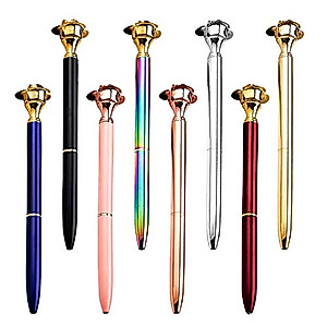 JYDQM 8pcs Customized with Own Logo Diamond Ballpoint Pen Rose Gold Metal Pens