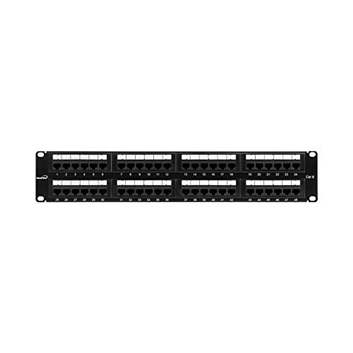 NavePoint 48-Port CAT6 Patch Panel,2U, Black