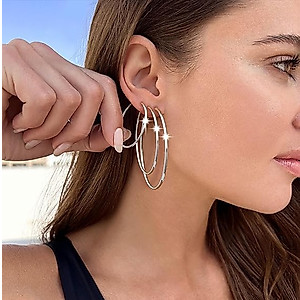 6 Pairs Stainless Steel gold silver Plated Hoop Earrings for Women, Hypoallergenic Hoops Women's Earrings Loop Earrings Set