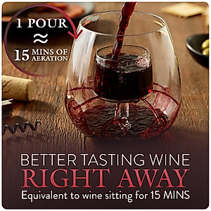 Stemless Aerating Wine Glasses (Set of 2) by Chevalier Collection – Patented Wine Glasses with Built In Aerator