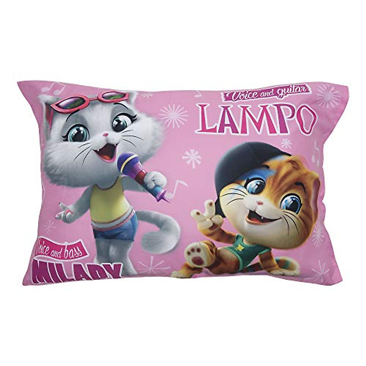 44 Cats 4 Piece Toddler Bedding Set - Includes Quilted Comforter, Fitted Sheet, Top Sheet, and Pillow Case, Pink (FFC102)