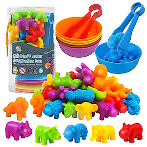 RAEQKS Counting Sorting Toys Matching Stacking Toys with Bowls Preschool Learning Activities Educational Sensory Game Montessori STEM Toy Daycare Sets Animals Gifts for Toddlers Kids Boys Girls