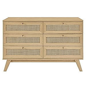 Modway Soma 6-Drawer Double Dresser in Oak, 18.5 x 47 x 30